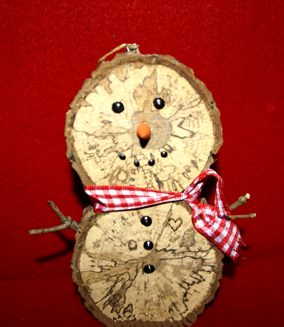Rustic Log Snowmen