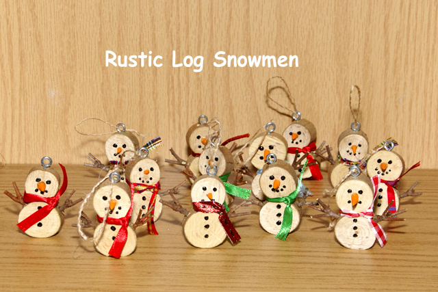 Rustic Log Snowmen